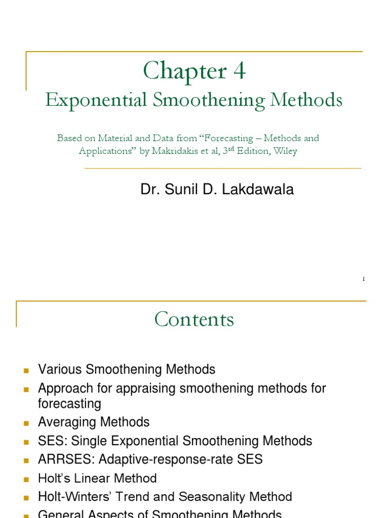 Chapter 4 Exponential Smoothening Methods | PDF | Forecasting | Statistical Analysis