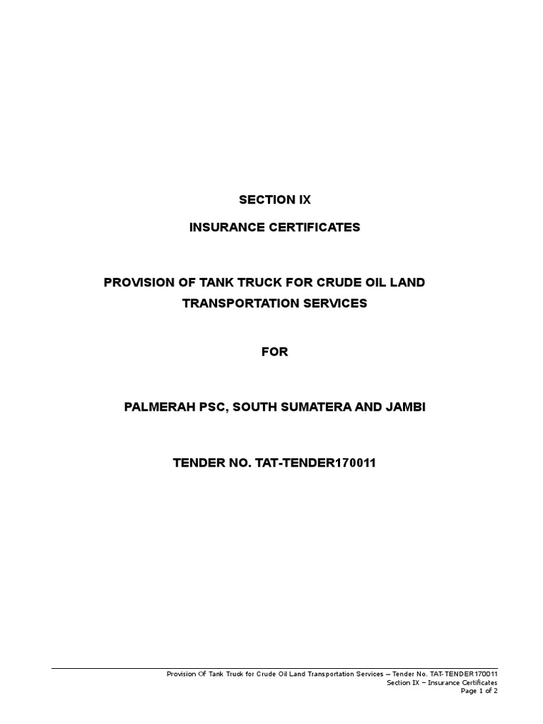 Contoh Insurance Certificate | PDF