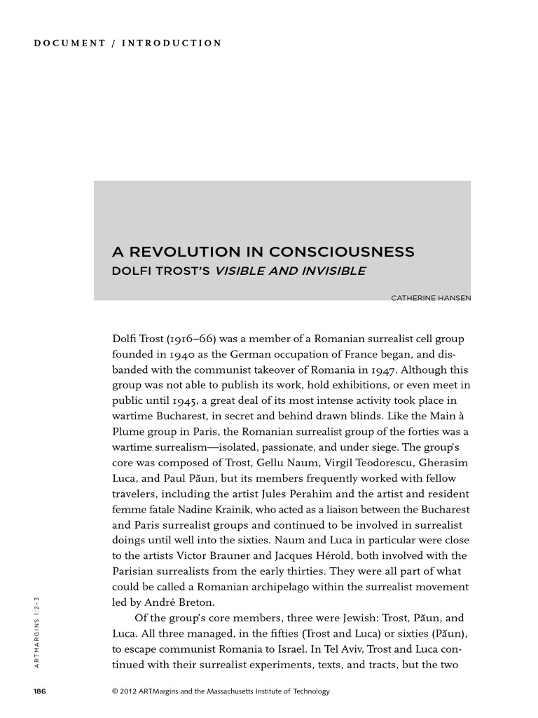 A Revolution in Consciousness: Dolfi Trost'S Visible and Invisible ...