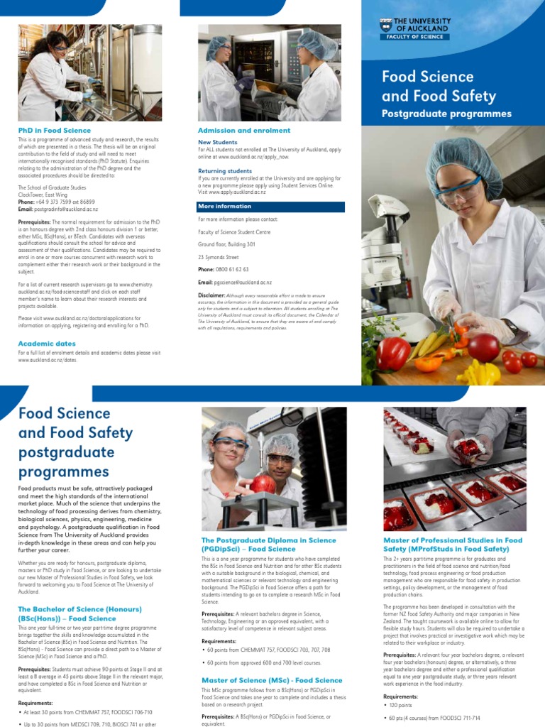 FoodSciSafety Flyer April2013 | PDF | Bachelor Of Science | Academic Degree