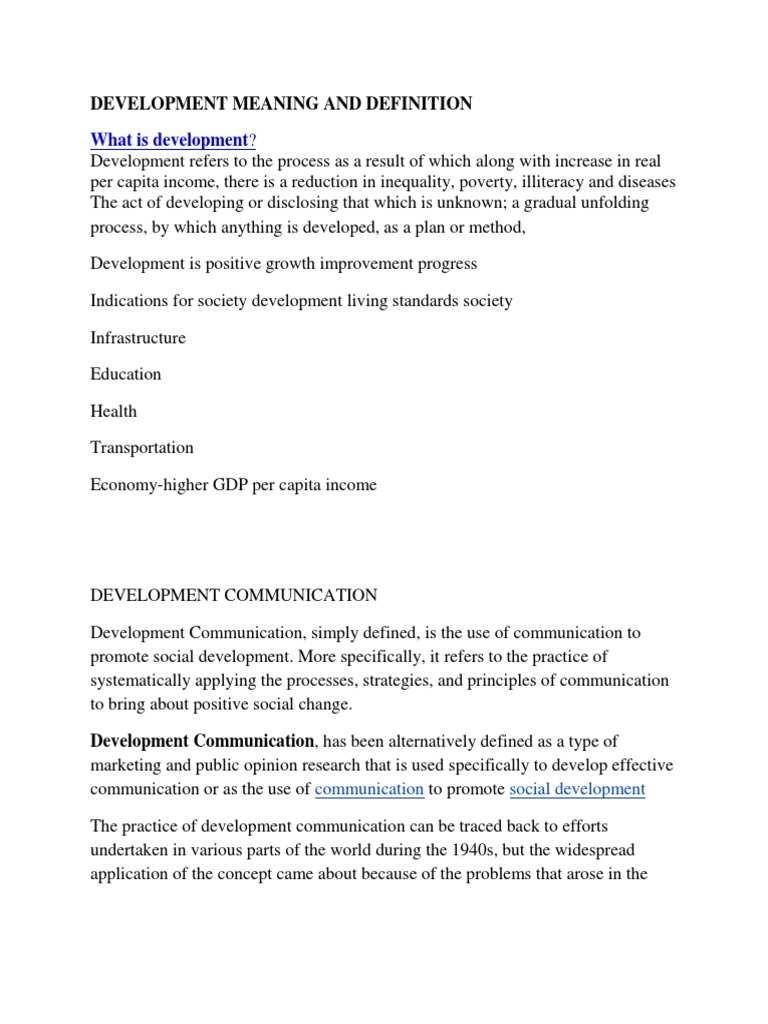 Development Meaning and Definition | PDF | Basic Needs | Poverty