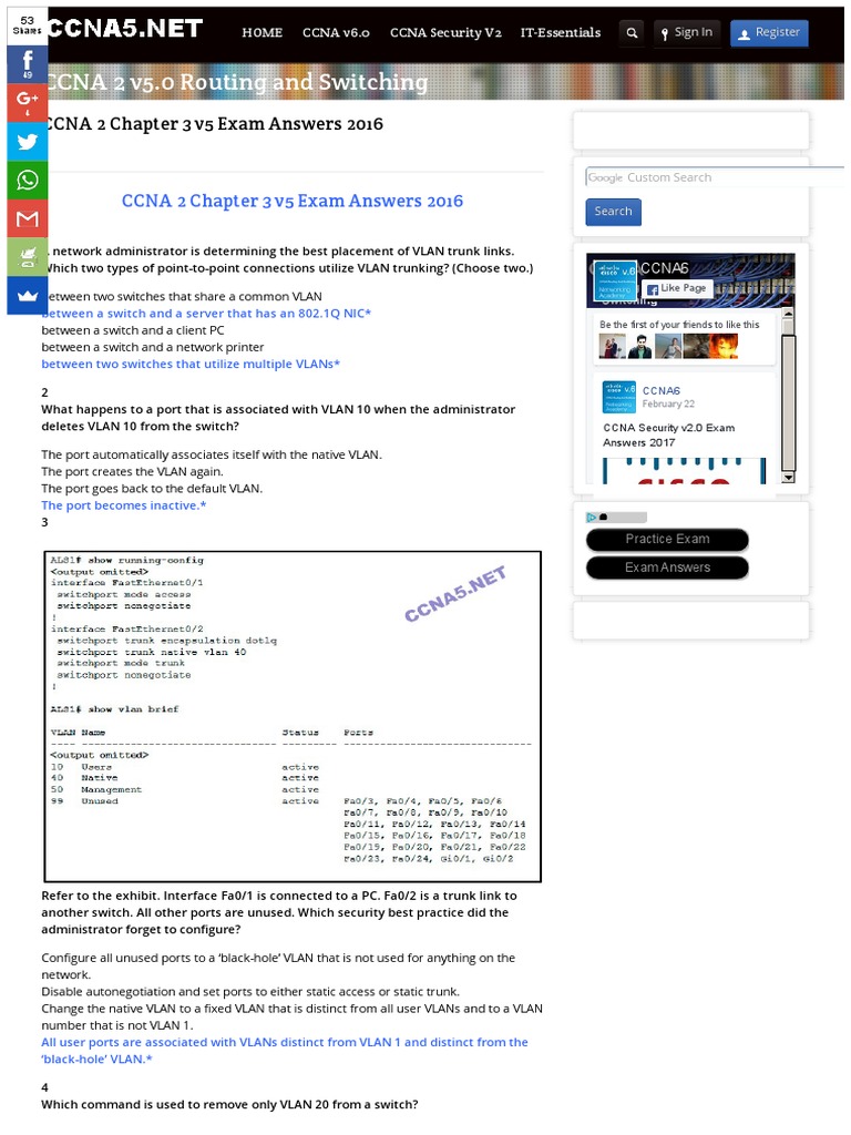 CCNA 2 v5.0 Routing and Switching | PDF | Network Switch | Internet ...