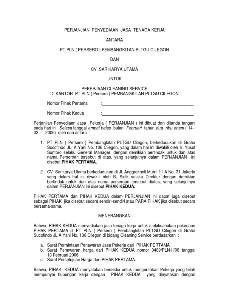 Contoh PKS Cleaning Services | PDF