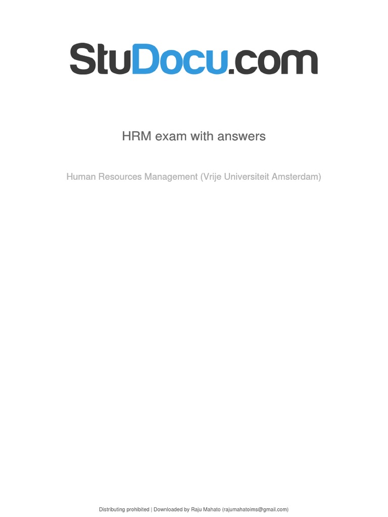 HRM Exam With Answers | PDF | Recruitment | Employment