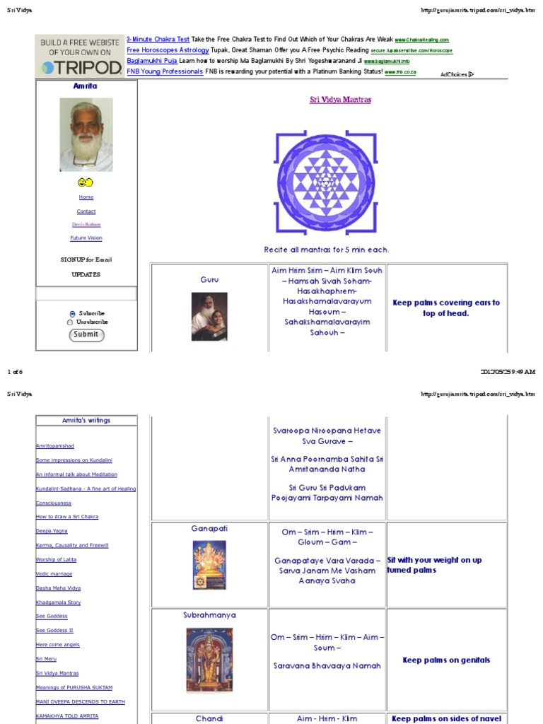Sri Vidya Mantras and Their Significance: Instructions for Recitation ...