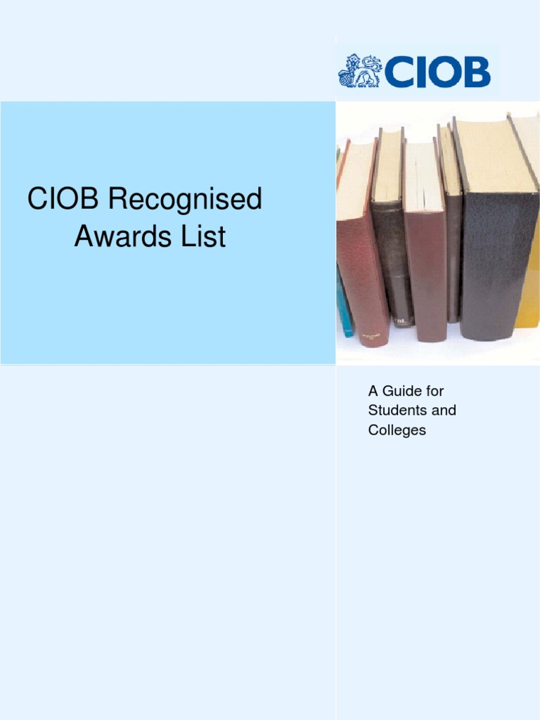 CIOB Recognised Awards List: A Guide For Students and Colleges | PDF ...