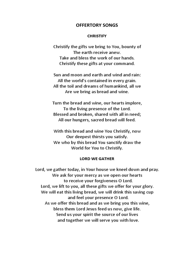 Offertory Songs | Worship | Eucharist