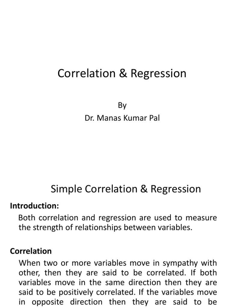 Correlation & Regression | PDF | Correlation And Dependence | Linear Regression