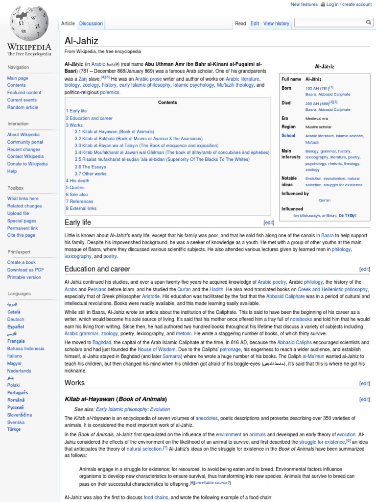 Al Jahiz Wiki Evolution in Islam | PDF | Religion And Belief | Science