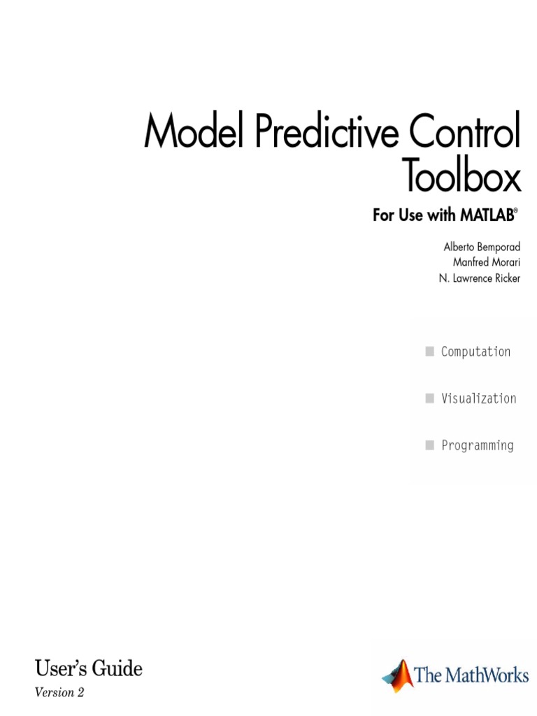 Model Predictive Control Toolbox: User's Guide | PDF | Mathematical ...