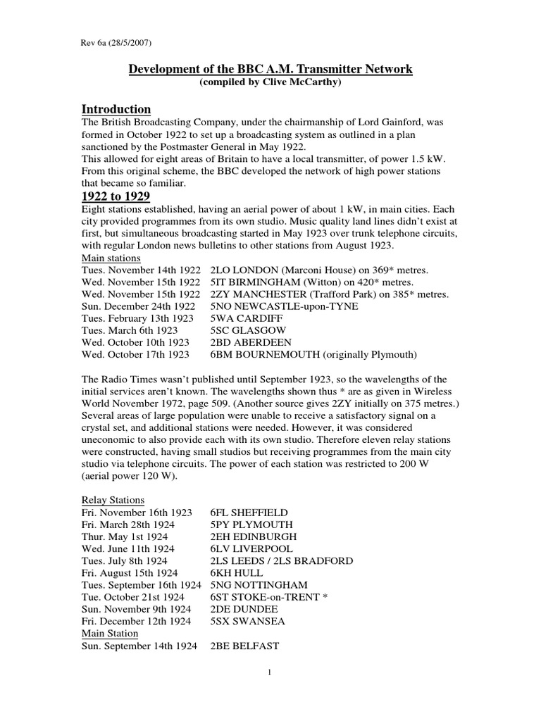 Development of The BBC AM Transmitter Network | PDF | Hertz | Wireless