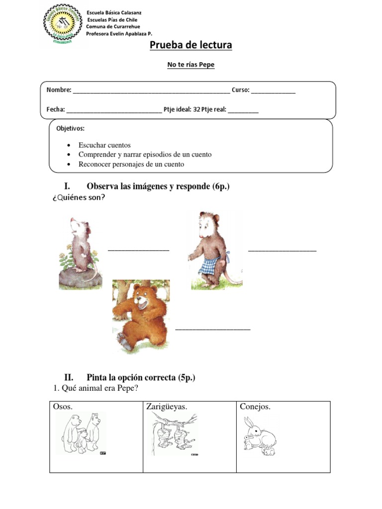 Prueba de Lectura No Te Rías Pepe | Ocio