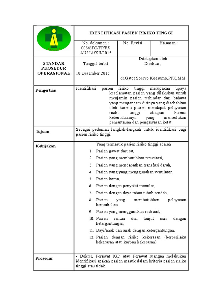 Spo Identifikasi Pasien Risiko Tinggi Pdf