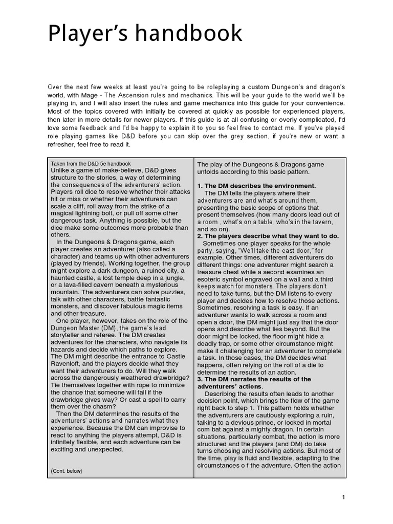 Handbook (UNFINISHED) | PDF | Dungeons & Dragons | Self Control