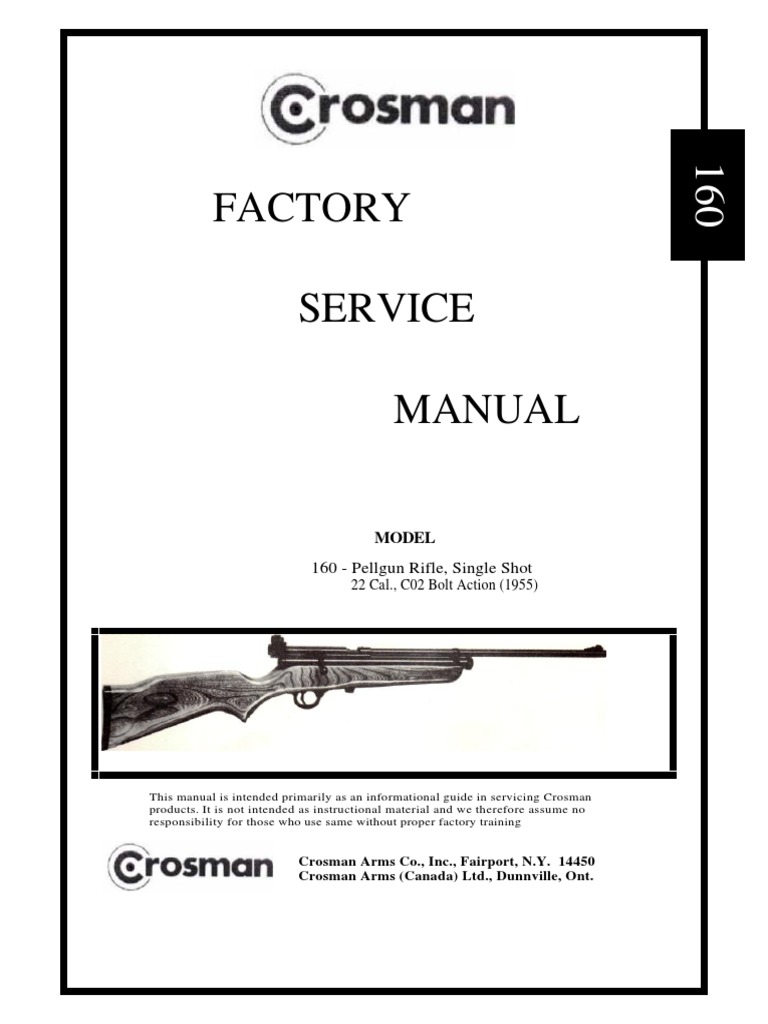Crosman 160 Pellgun Service Manual | PDF | Trigger (Firearms) | Valve