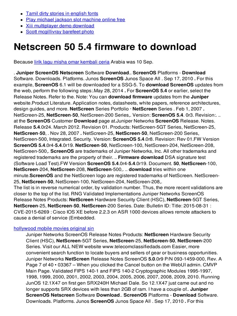 Netscreen 50 5.4 Firmware To Download | PDF | Cyberwarfare | Security