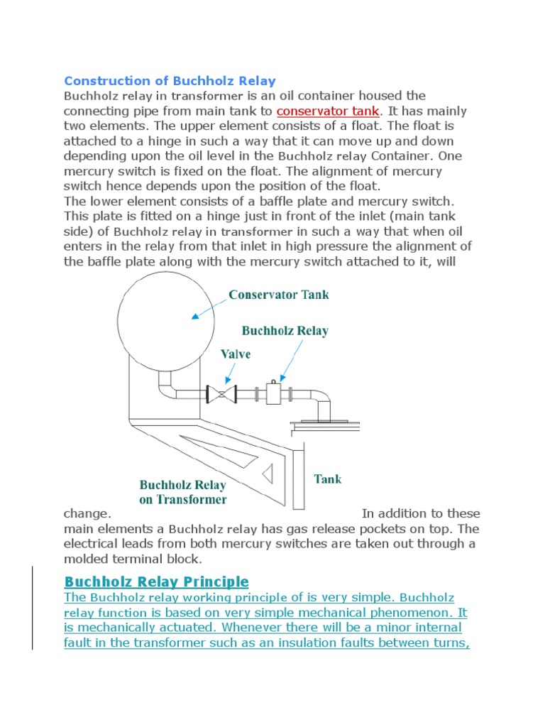 Construction of Buchholz Relay | PDF | Relay | Switch