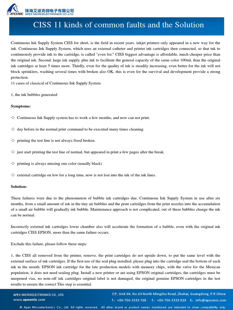 CISS 11 Kinds of Common Faults and The Solution: Symptoms | PDF ...