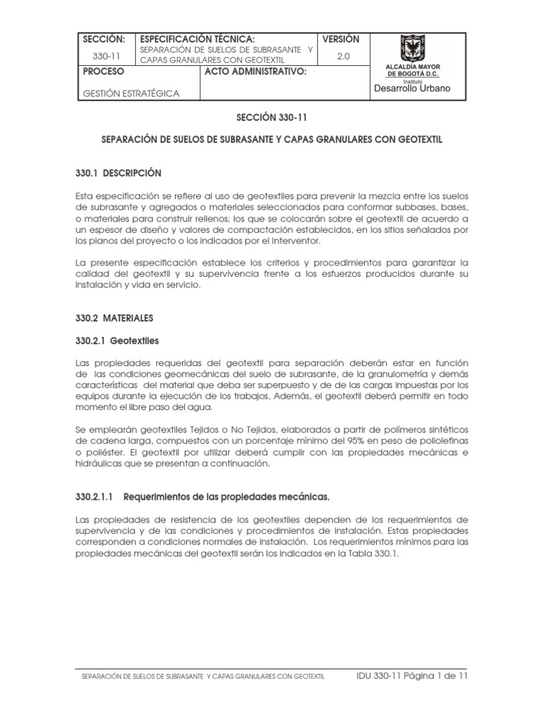 Separación de Suelos de Subrasante Y Capas Granulares Con Geotextil | PDF