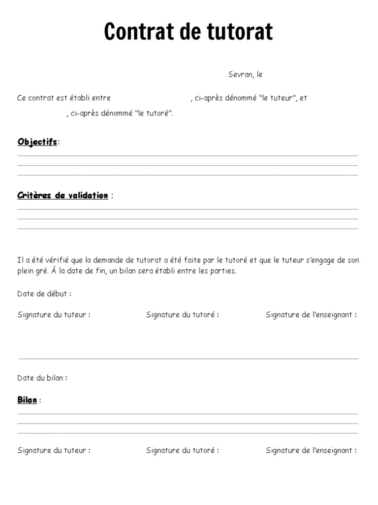 Contrat de Tutorat | PDF