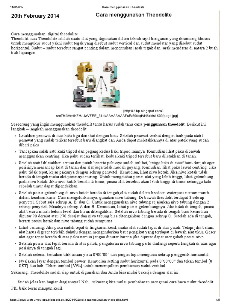 Cara Menggunakan Theodolite PDF | PDF