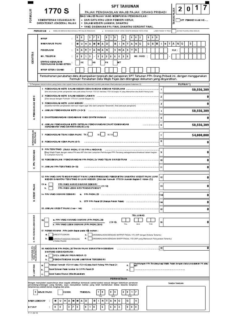 Formulir SPT 1770 S | PDF