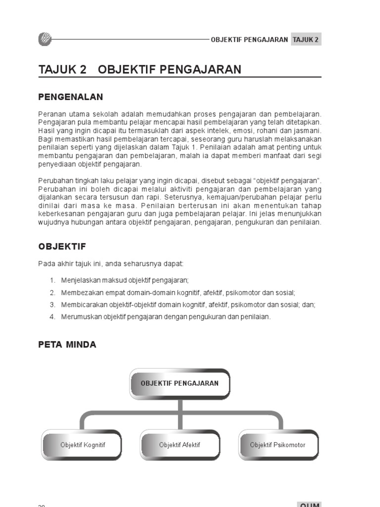 Objektif Pengajaran dan Pembelajaran | PDF