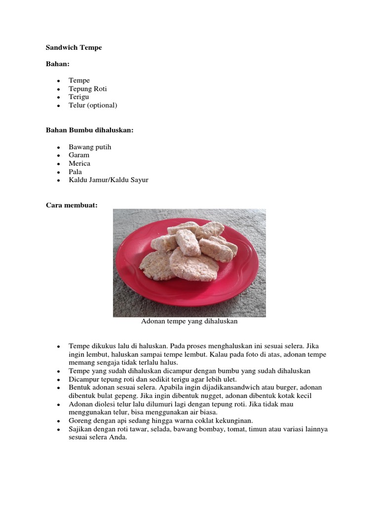 Resep Sandwich Tempe | PDF
