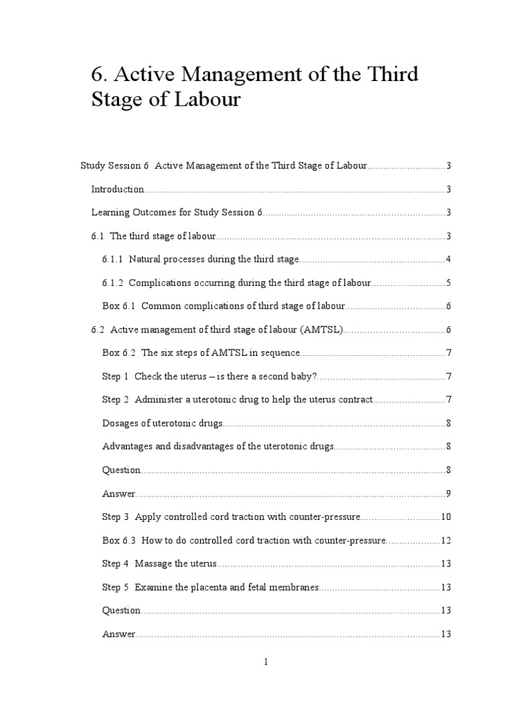 Active Management of The Third Stage of Labour | PDF | Childbirth ...