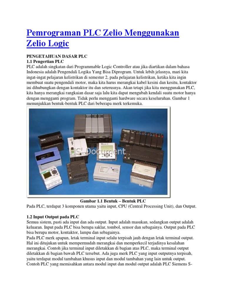 Pemrograman PLC Zelio Menggunakan Zelio Logic | PDF