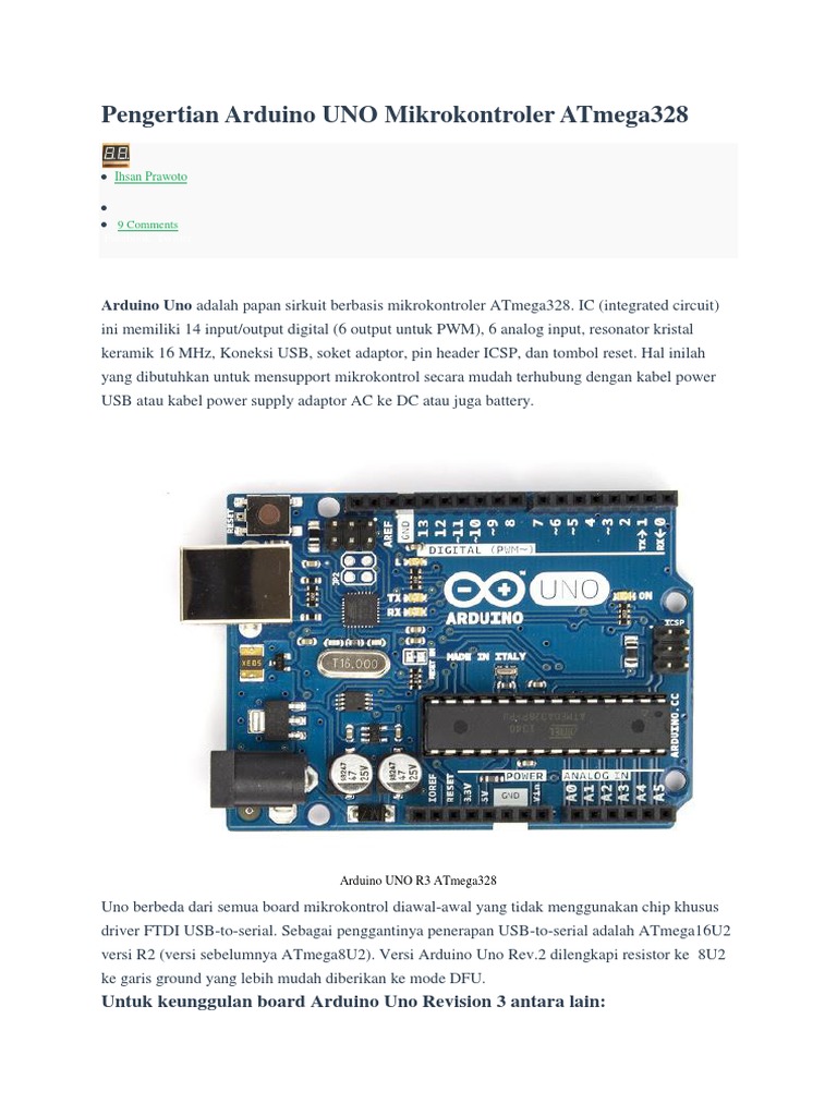 Pengertian Arduino UNO Mikrokontroler ATmega328 | PDF