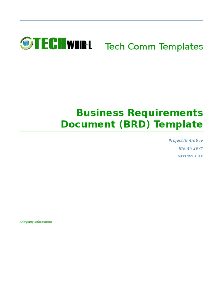 Business Requirements Document (BRD) Template: Tech Comm Templates ...