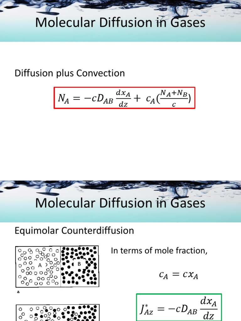 Molecular Diffusion in Gases | PDF | Diffusion | Solution