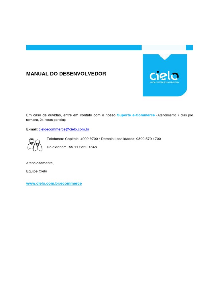 Checkout Cielo - Manual Do Desenvolvedor V1.6 - API POST | PDF | Navegador da Web ...