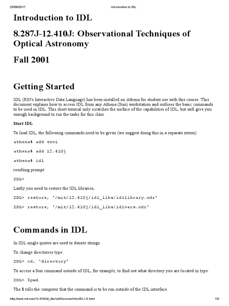 Introduction To IDL PDF | PDF | Parameter (Computer Programming ...