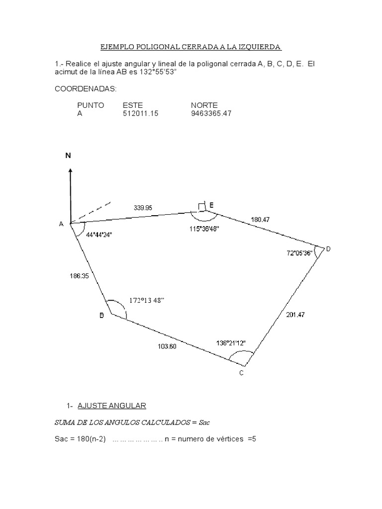 Ejemplo Poligonal Cerrada | PDF