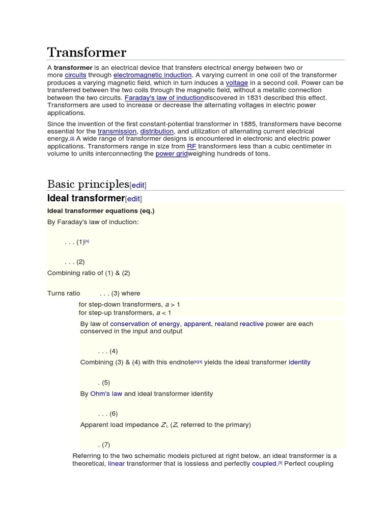 Transformer Brief | PDF | Electromagnetic Induction | Transformer