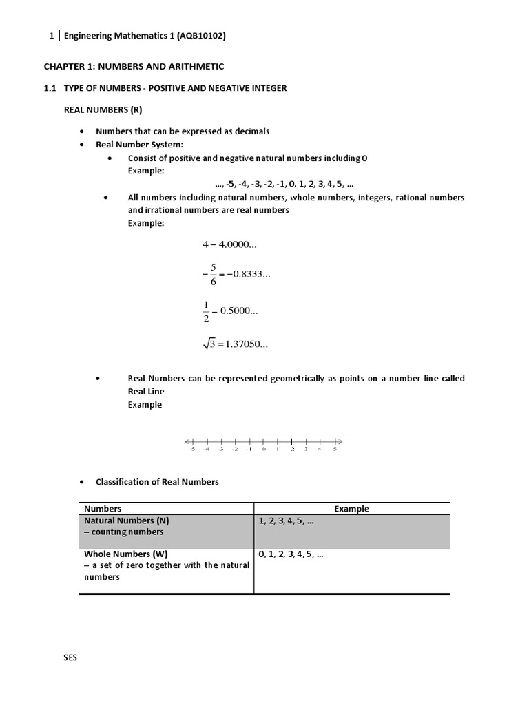 Chapter 1 - Number and Arithmetics | PDF | Fraction (Mathematics) | Numbers