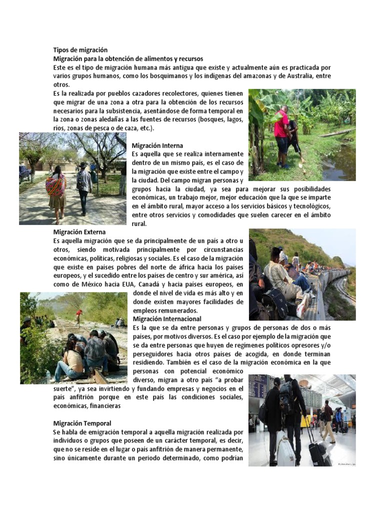 Tipos de migración humana explicados | PDF | Migración humana | Migración