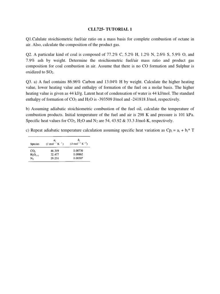 Tutorial 1 | PDF | Combustion | Nature