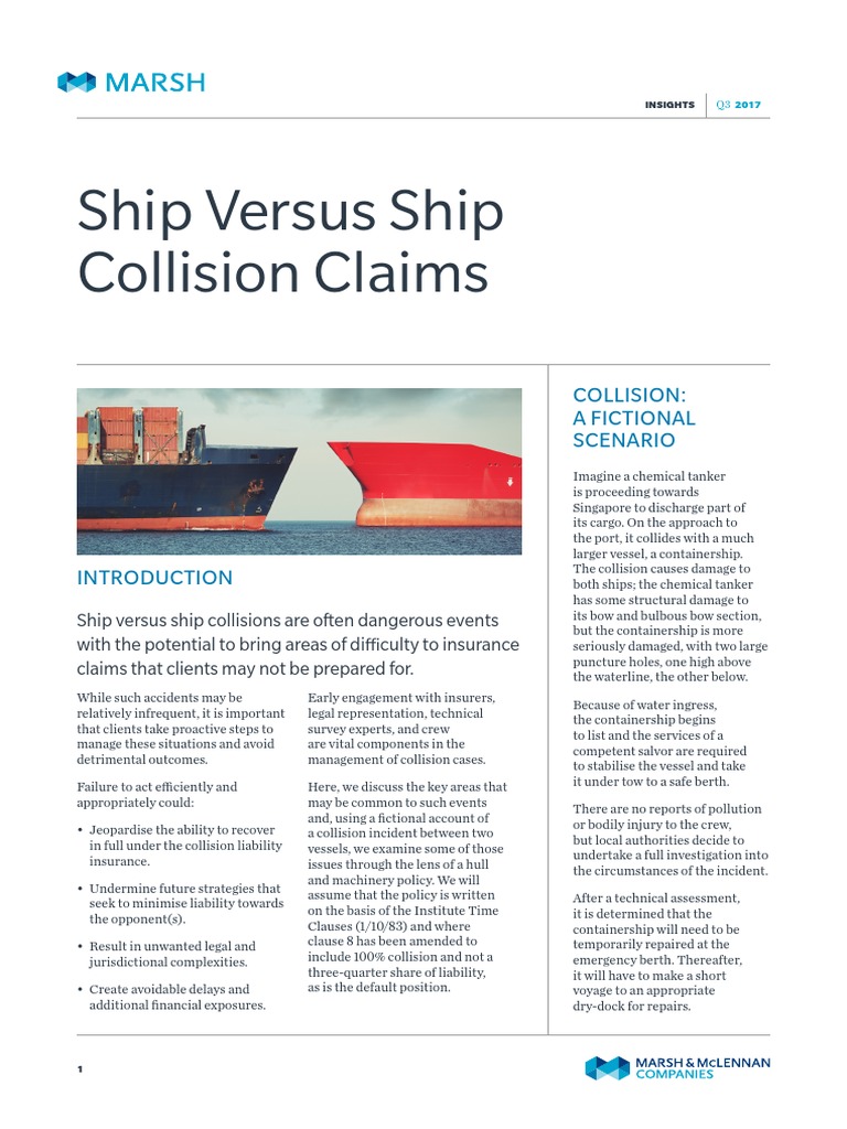 Ship Versus Ship Collision | PDF | Guarantee | Insurance