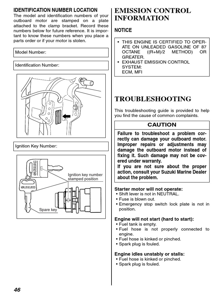Ignition Key Number Stamped Position: Starter Motor Will Not Operate ...