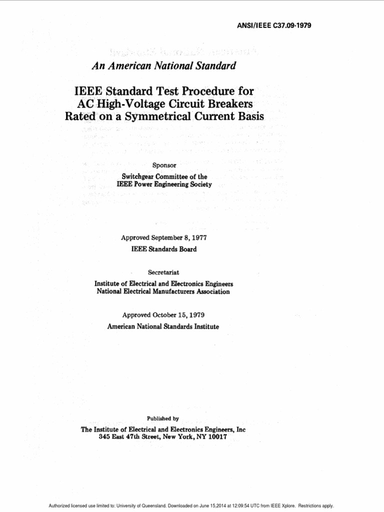IEEE Standard Test Procedure For AC High-Voltage Circuit Breakers Rated ...