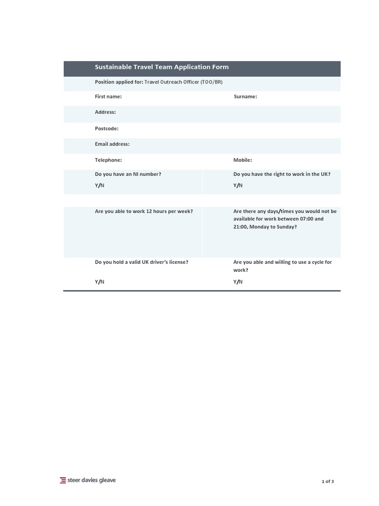 Travel Outreach Officer Application Form | PDF