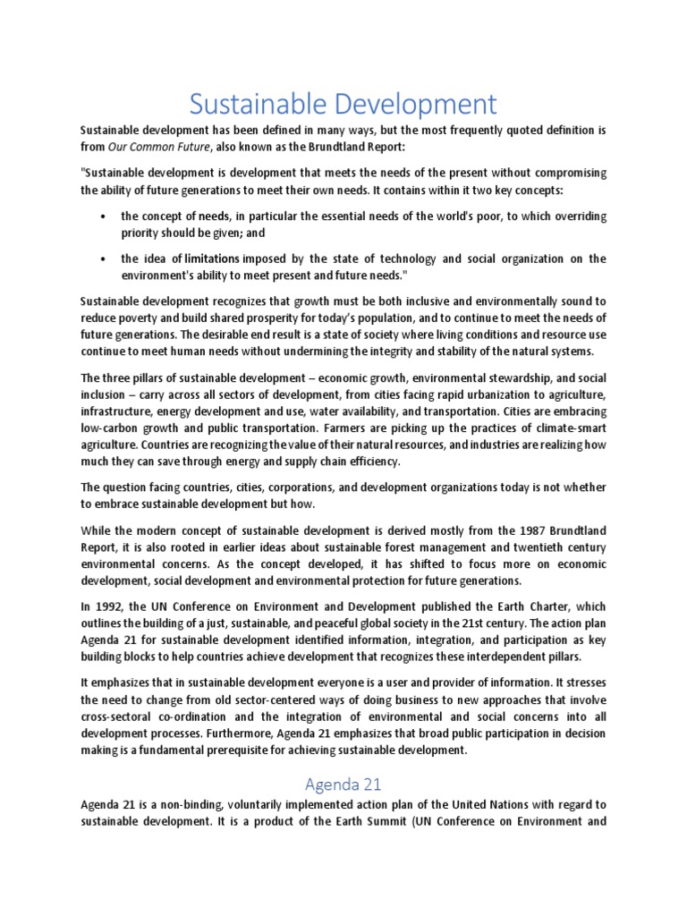 The Evolution of Sustainable Development: From the Brundtland Report to ...