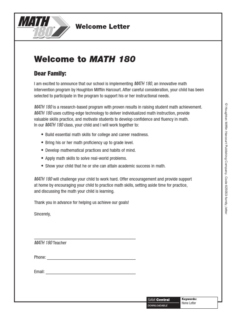 Math 180 Letter | PDF