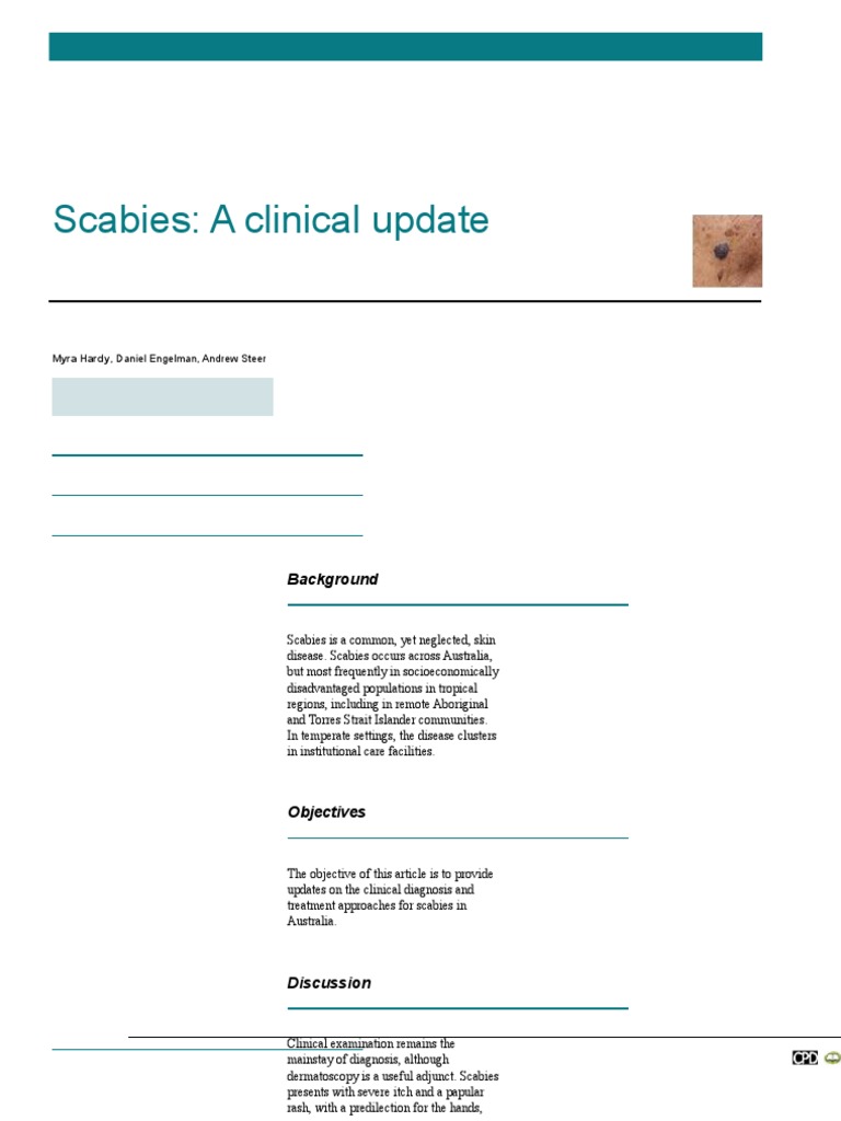 Scabies: A Clinical Update: Focus | PDF | Microbiology | Diseases And ...