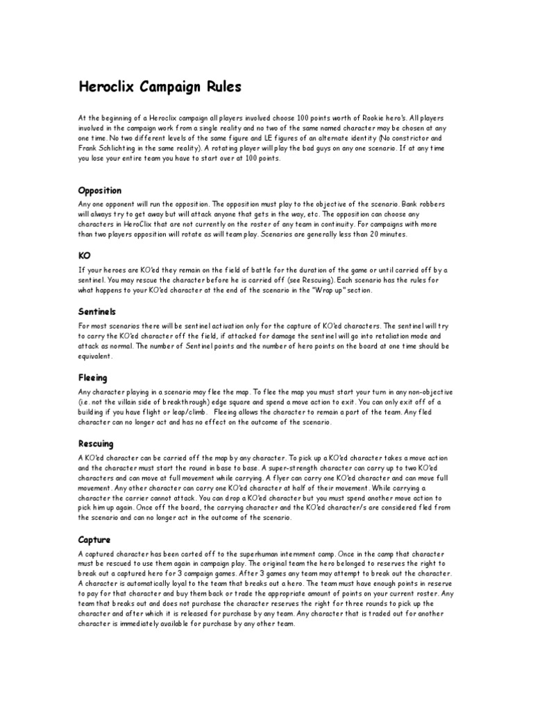 Heroclix Campaign Rules | PDF | Vortices | Violence