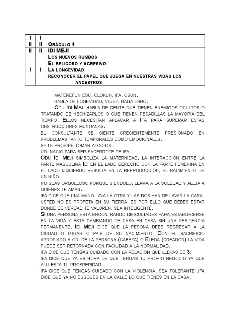4 Interpretacion Odi Roso Ofun Odi | PDF | Santeria | Religión étnica