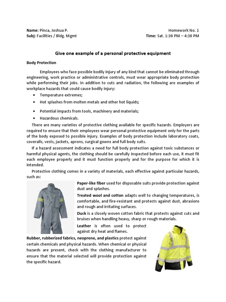 Give One Example of A Personal Protective Equipment | PDF | Personal ...